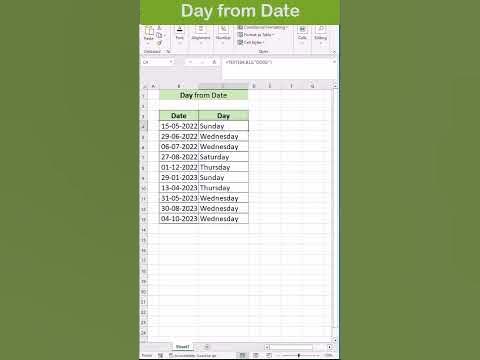 Excel formula to get the Day name from a Date #shorts - YouTube