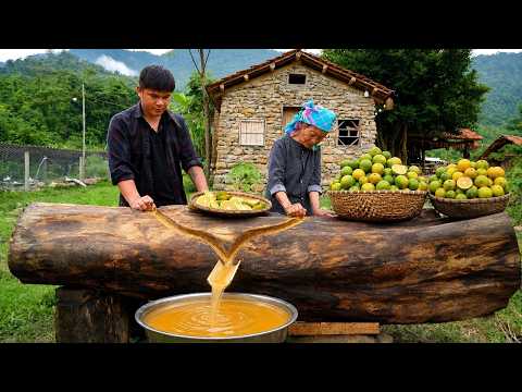 Making Fruit Juice With a Giant Wooden Press – Traditional Forest Life