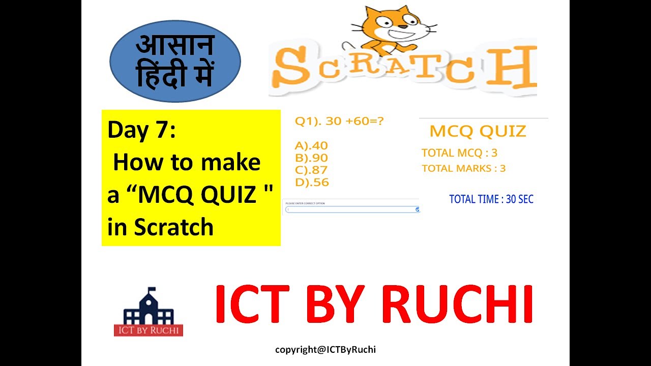 How to make MCQ QUIZ in Scratch |Easy in hindi | HTCodeathon Projects ...