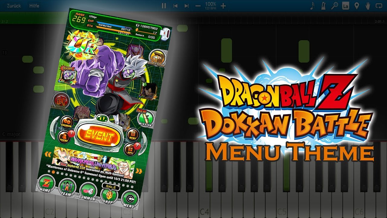 Dokkan Battle - Menu Theme - Piano Tutorial (Synthesia) - YouTube