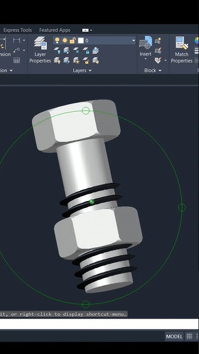 Nut and Bolt in AutoCAD 3D #autocadshorts - YouTube