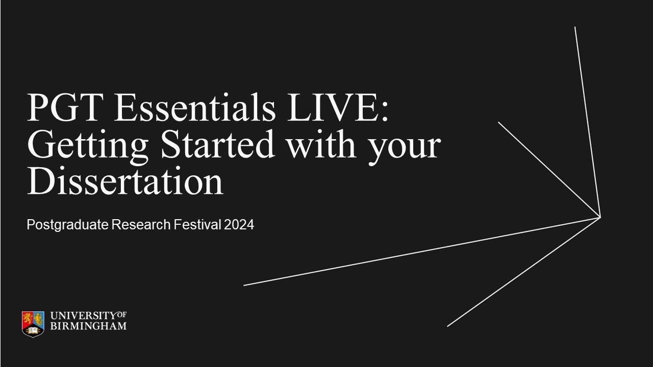 PGT Essentials LIVE: Getting Started with your Dissertation - YouTube