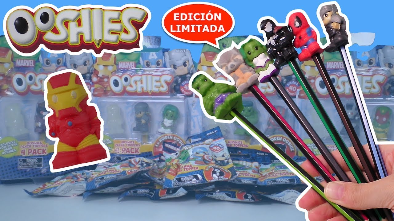 Ooshies Super héroes MARVEL Sobres sorpresa Unboxing con Spiderman Iron ...