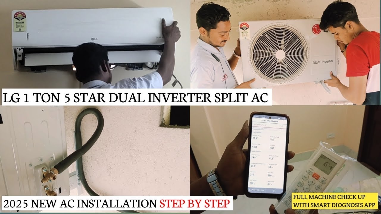 LG 1 TON 5 STAR DUAL INVERTER SPLIT AC INSTALLATION | 2025 LG INVERTER ...