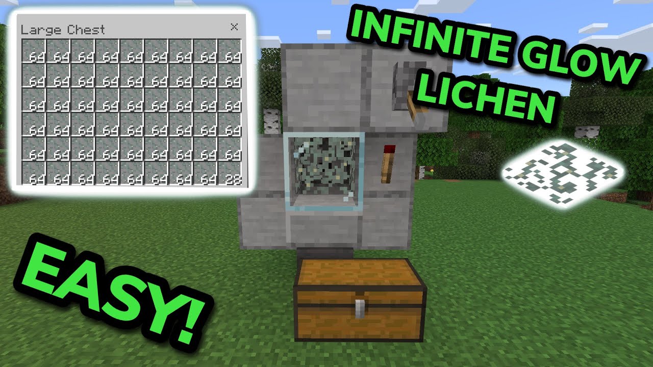 SIMPLE 1.21 AUTOMATIC GLOW LICHEN FARM TUTORIAL in Minecraft Bedrock ...