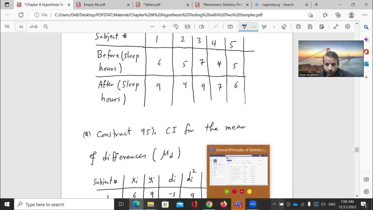Section8.3 Testing the Difference Between Means Dependent Samples - YouTube