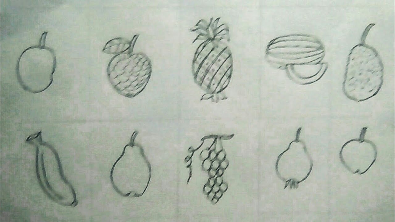 10 pattern fruits drawing | fruit drawing | fruits drawing - YouTube