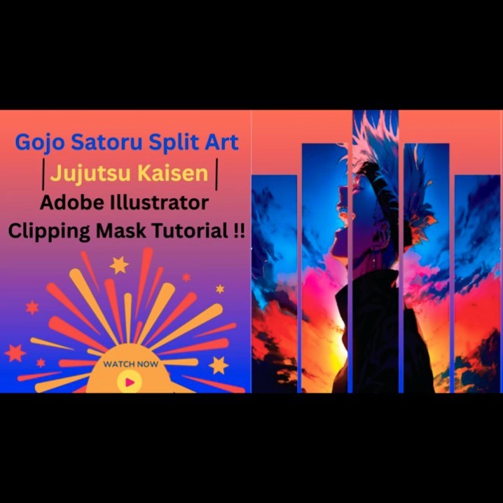 Gojo Satoru Illustrator Edit | Clipping Mask Split Art Tutorial ...