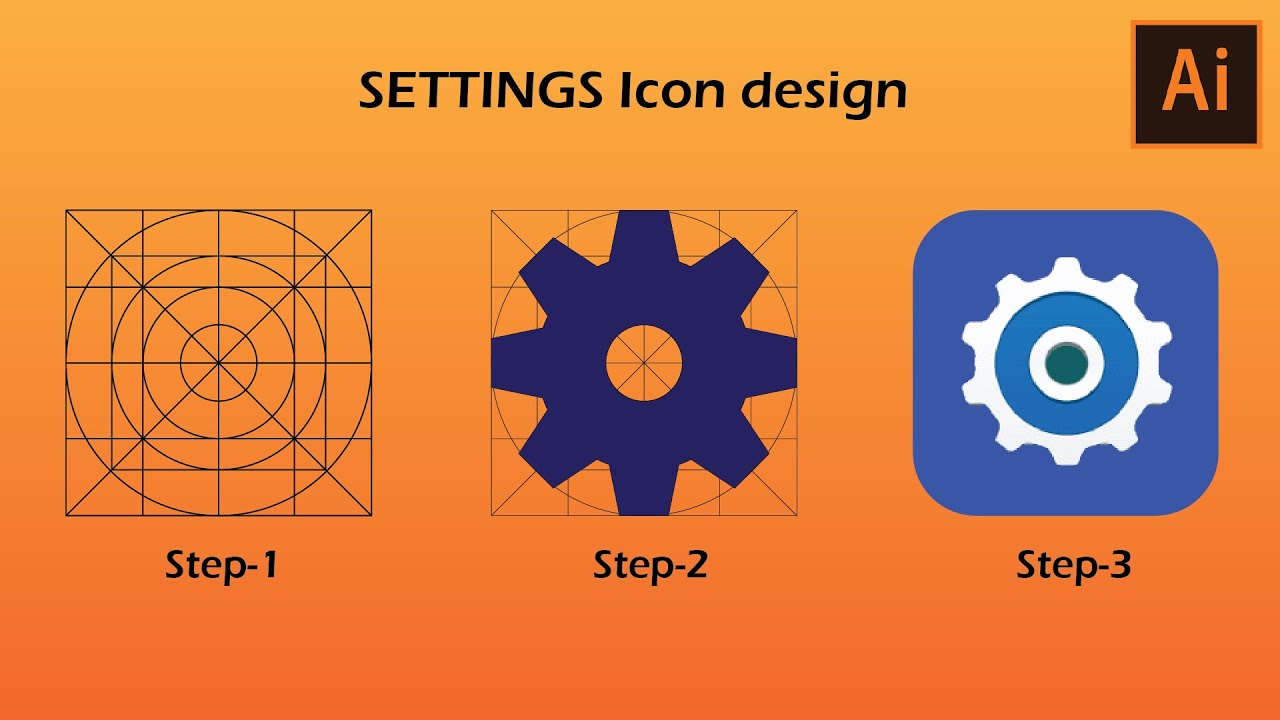 How to design settiings app icon in adobe illustrator using grids | App ...