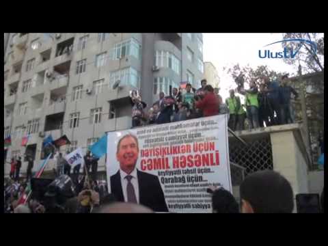 Cəmil Həsənlinin mitinqdə söylədiyi şeir meydanı coşdurdu