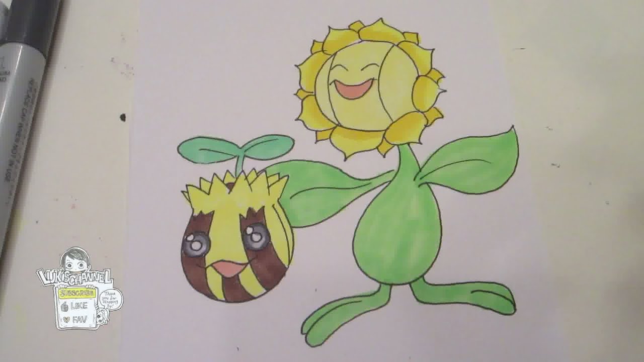 How to draw Pokemon: No.191 Sunkern, No.192 Sunflora - YouTube
