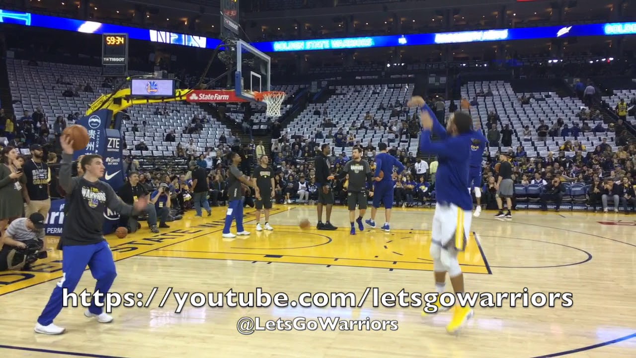 Steph Curry pregame routine, hits rim on the full-court heave 😱 before ...