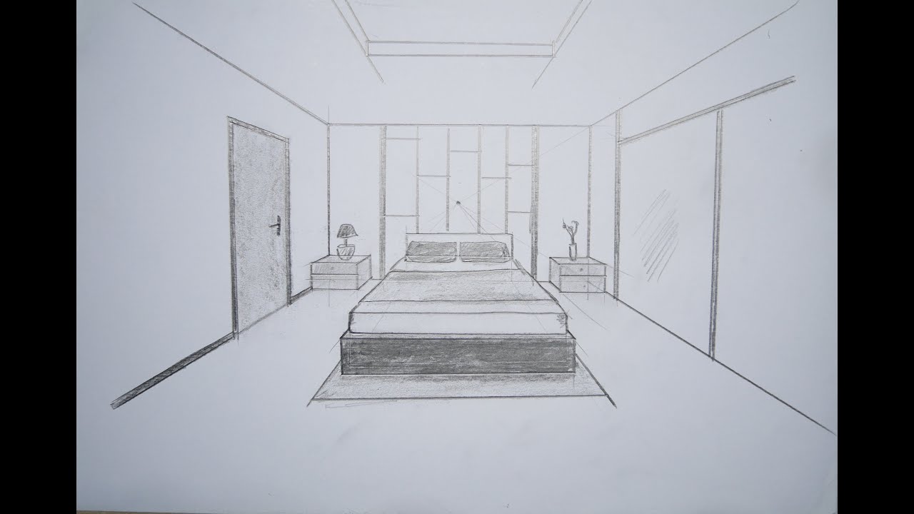 One Point Perspective Drawing Bedroom Coach