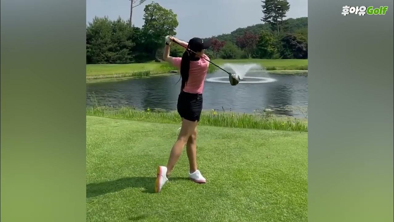 확실히 꼬았다 풀어준다👍 왼쪽어깨의 리드를 받아 오른쪽 가슴을 열어주며 백스윙!! KLPGA 이혜인프로 골프스윙모음 - YouTube