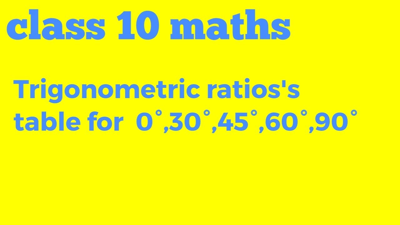 Table for 0°,30°,45°, 60°,90° trigonometric ratios - YouTube