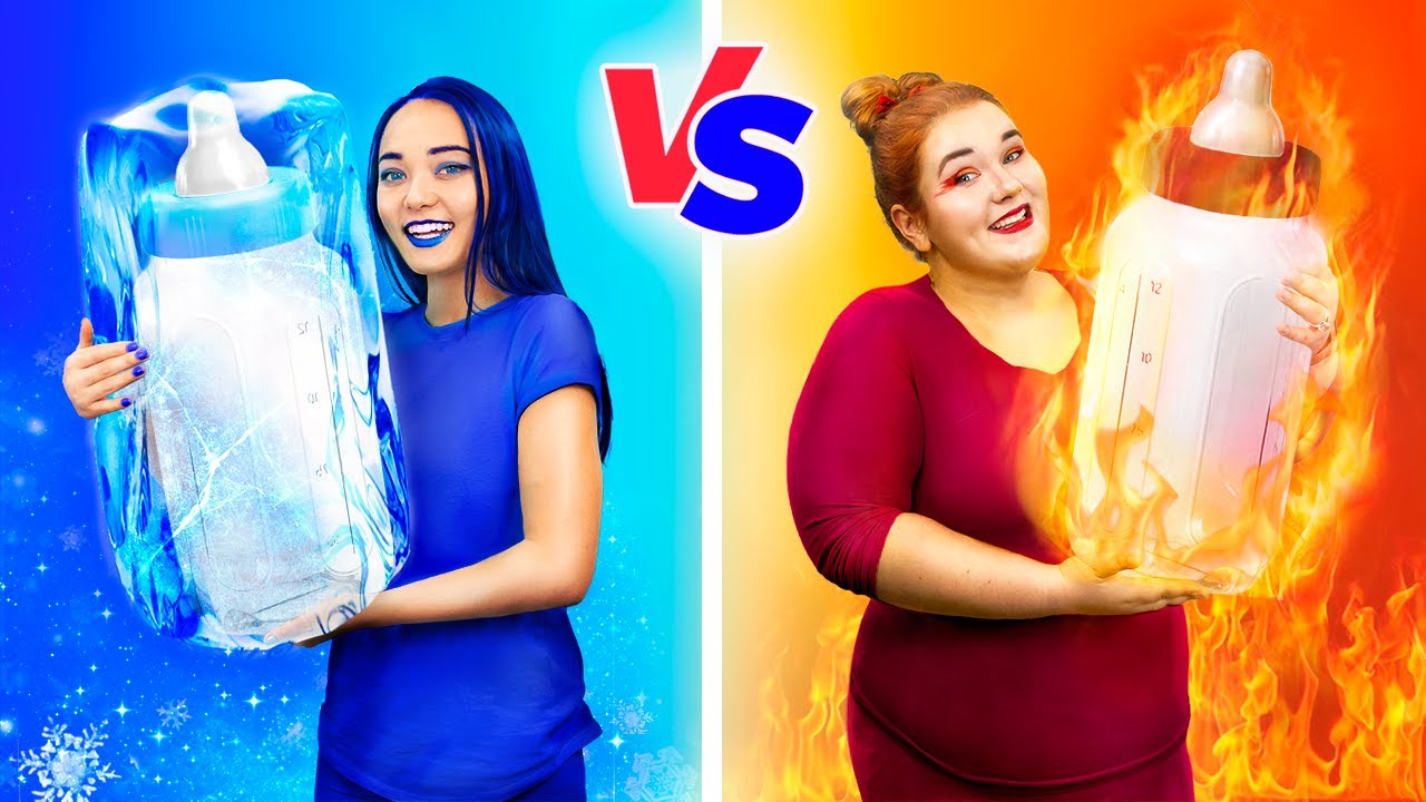 Hot vs Cold Challenge / Mom on Fire vs Icy Mom - YouTube
