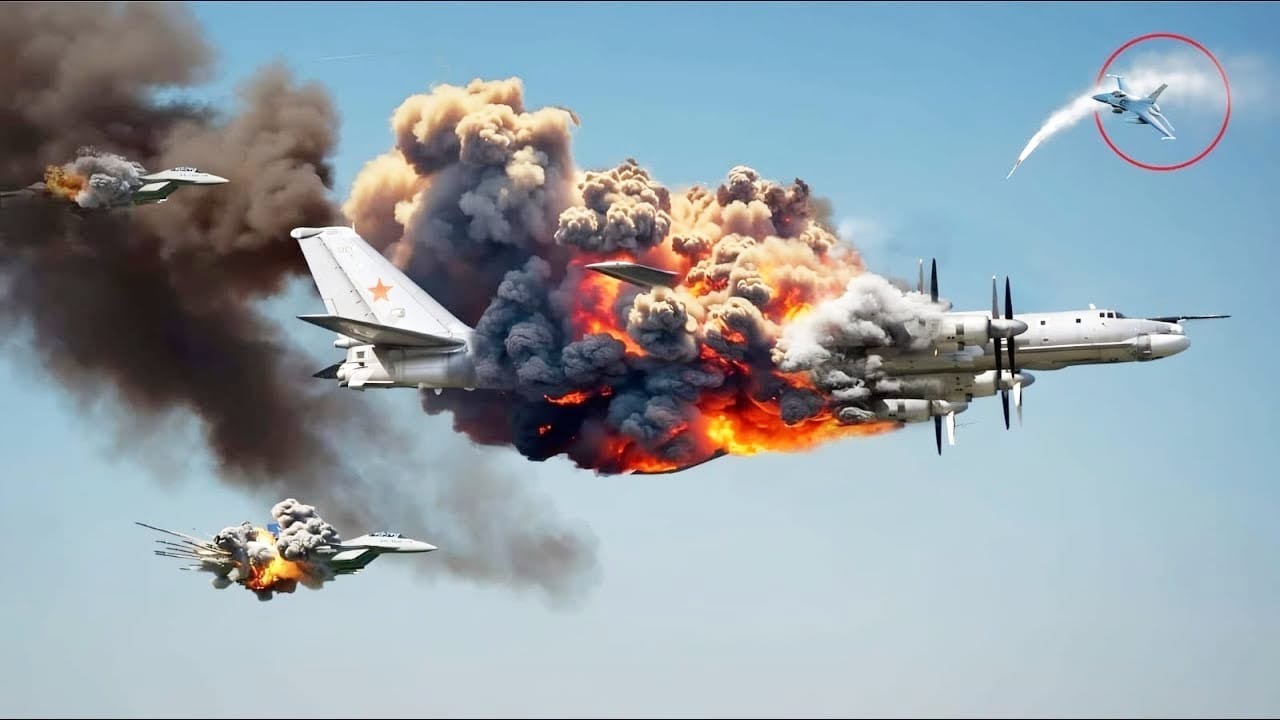 1 minute ago! US F-16 squadron shoots down 9 Russian TU-96 bombers in ...