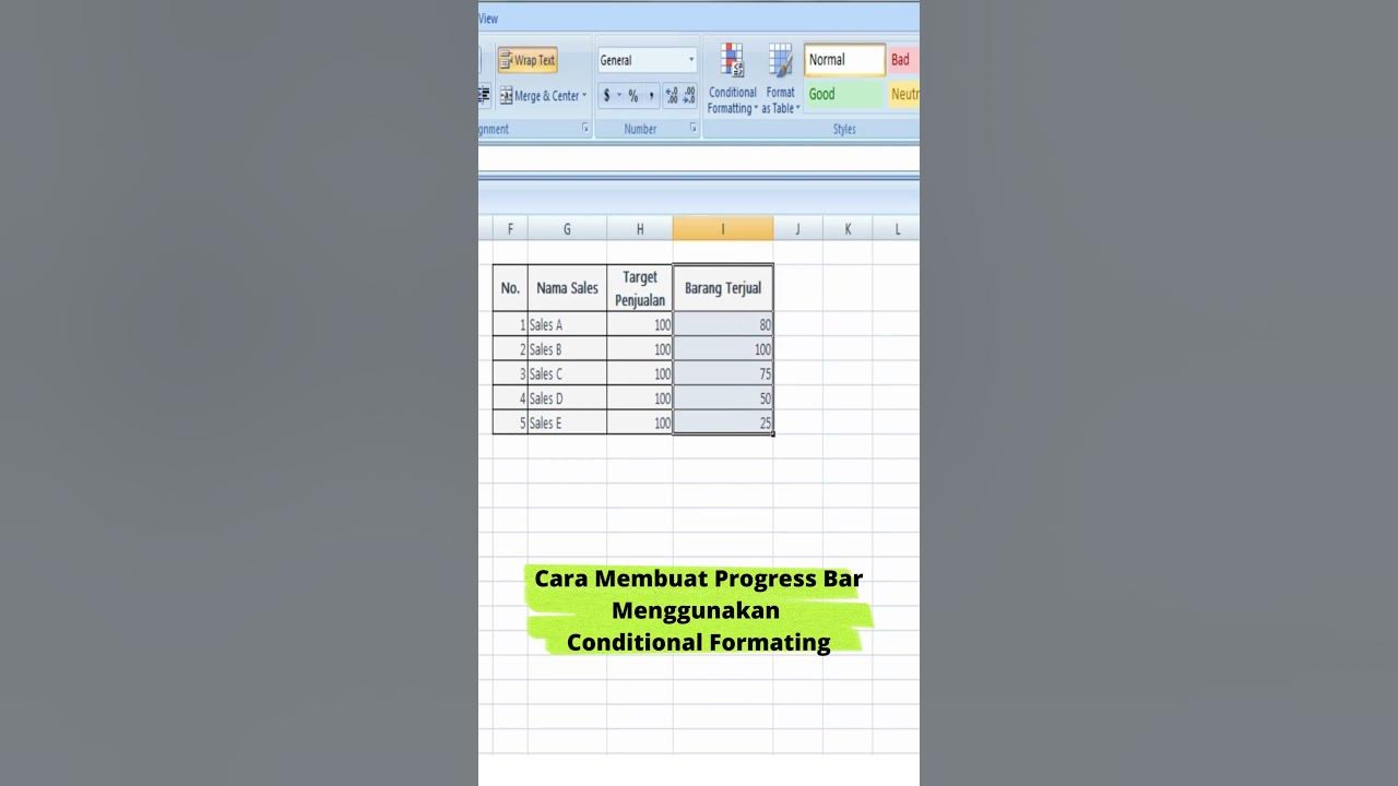 Cara Membuat Progress Bar Menggunakan Conditional Formating#Excel #shorts - YouTube