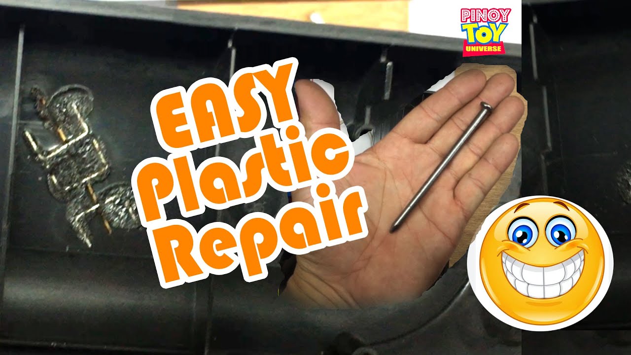 DIY PLASTIC CRACK REPAIR USING STAPLE WIRE AND COAL - YouTube