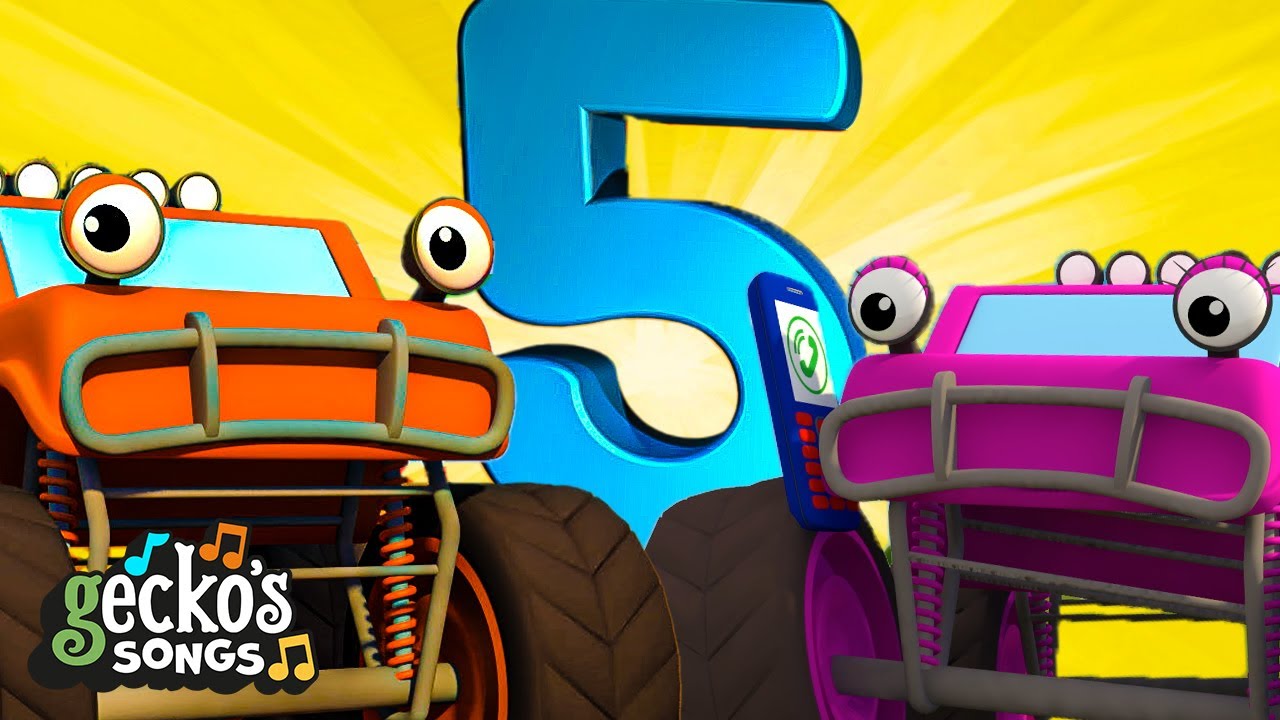 5 Little Monster Trucks | Gecko's Garage Songs｜Kids Songs｜Trucks for ...