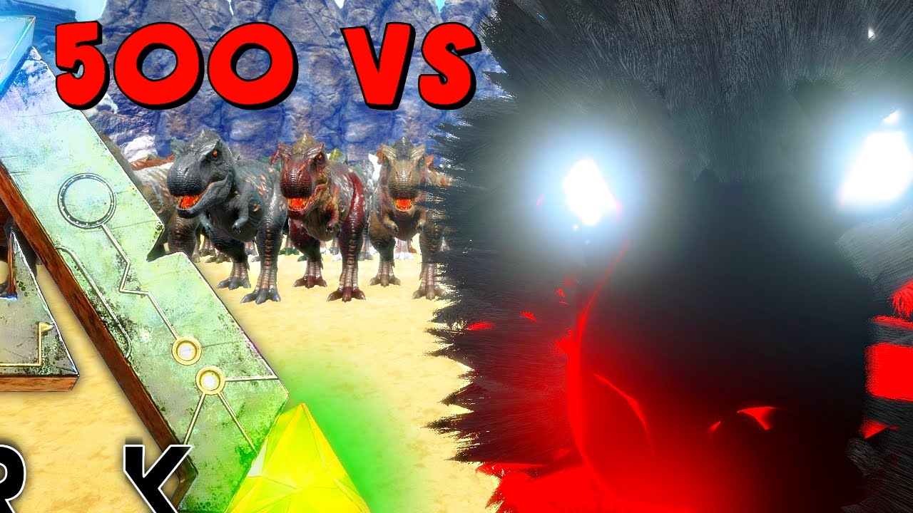 ARK Survival Evolved | MEATY VS 500 T REX & INDOMINUS INVISIBLE CAMO ...