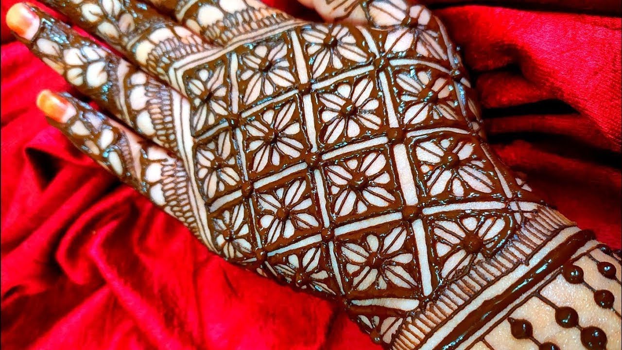 beautiful and attractive mehndi design for back hand stylish grid henna ...