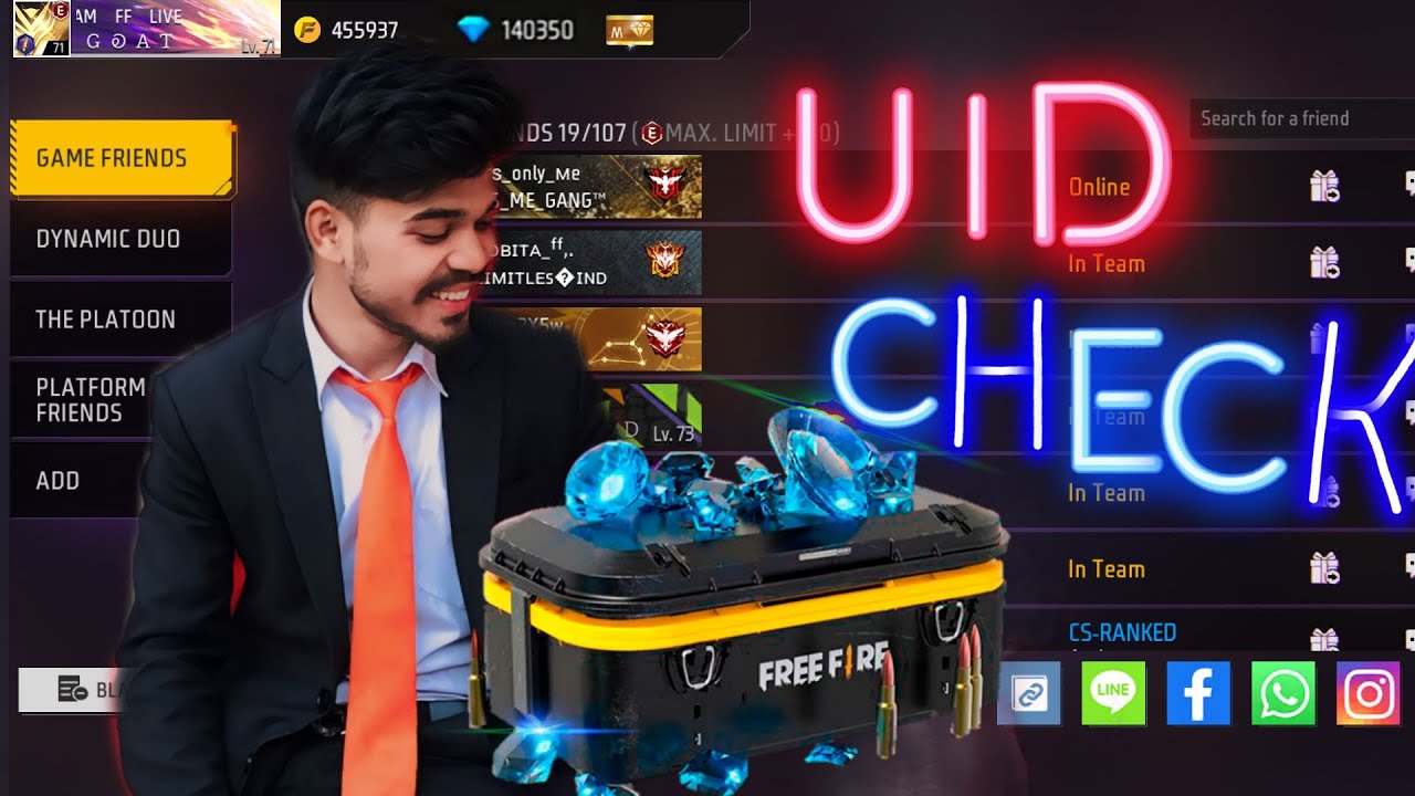 UID CHECK ️🎁 FREE FIRE 🔥 LIVE 💯 ||FREE FIRE|| AM FF LIVE FREE FIRE ...