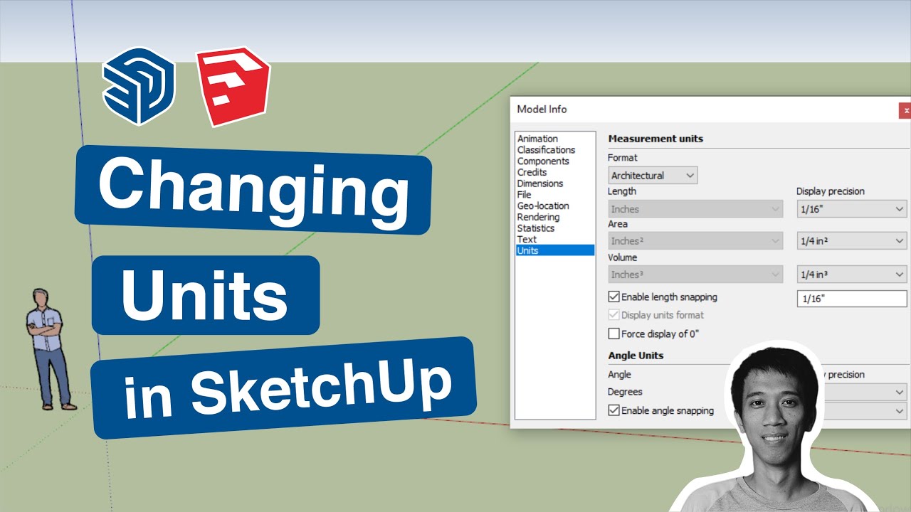 How to Change the Units of Measure in SketchUp! inches to meter, Setting Precision and other ...