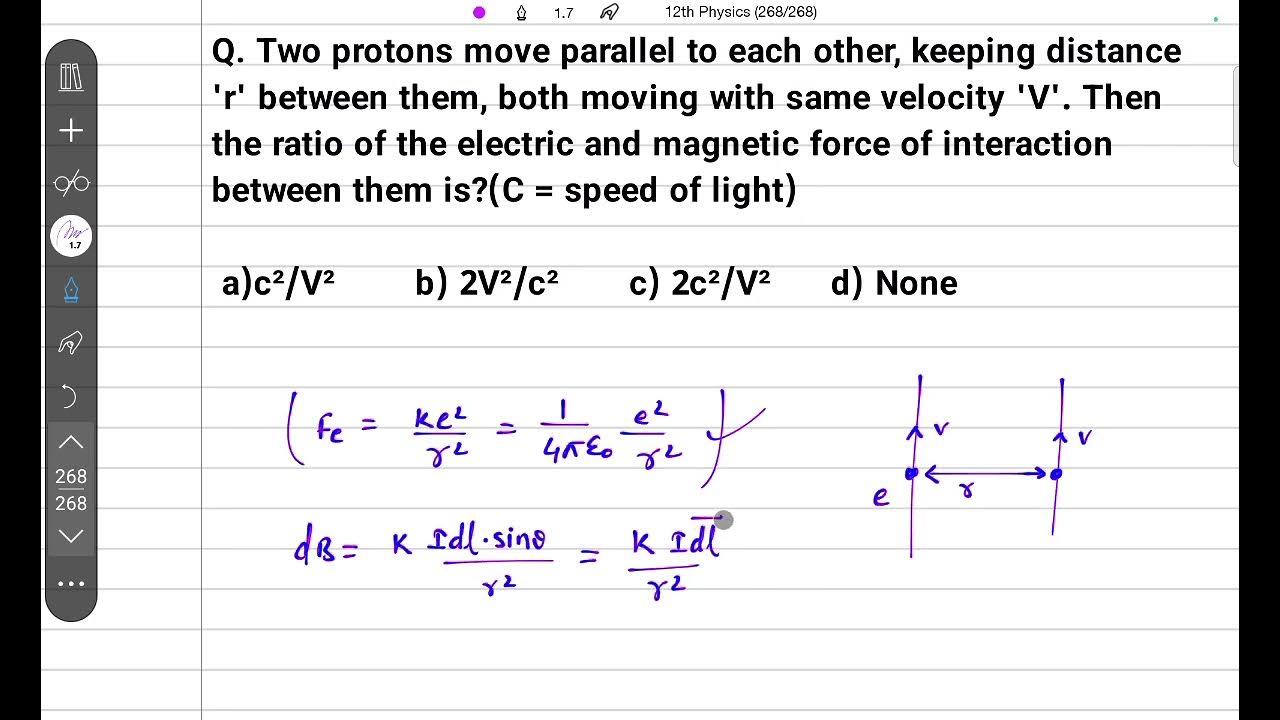 Find the force between two parallel moving protons by Ashutosh Kumar Pathak Sir Physics #physics ...