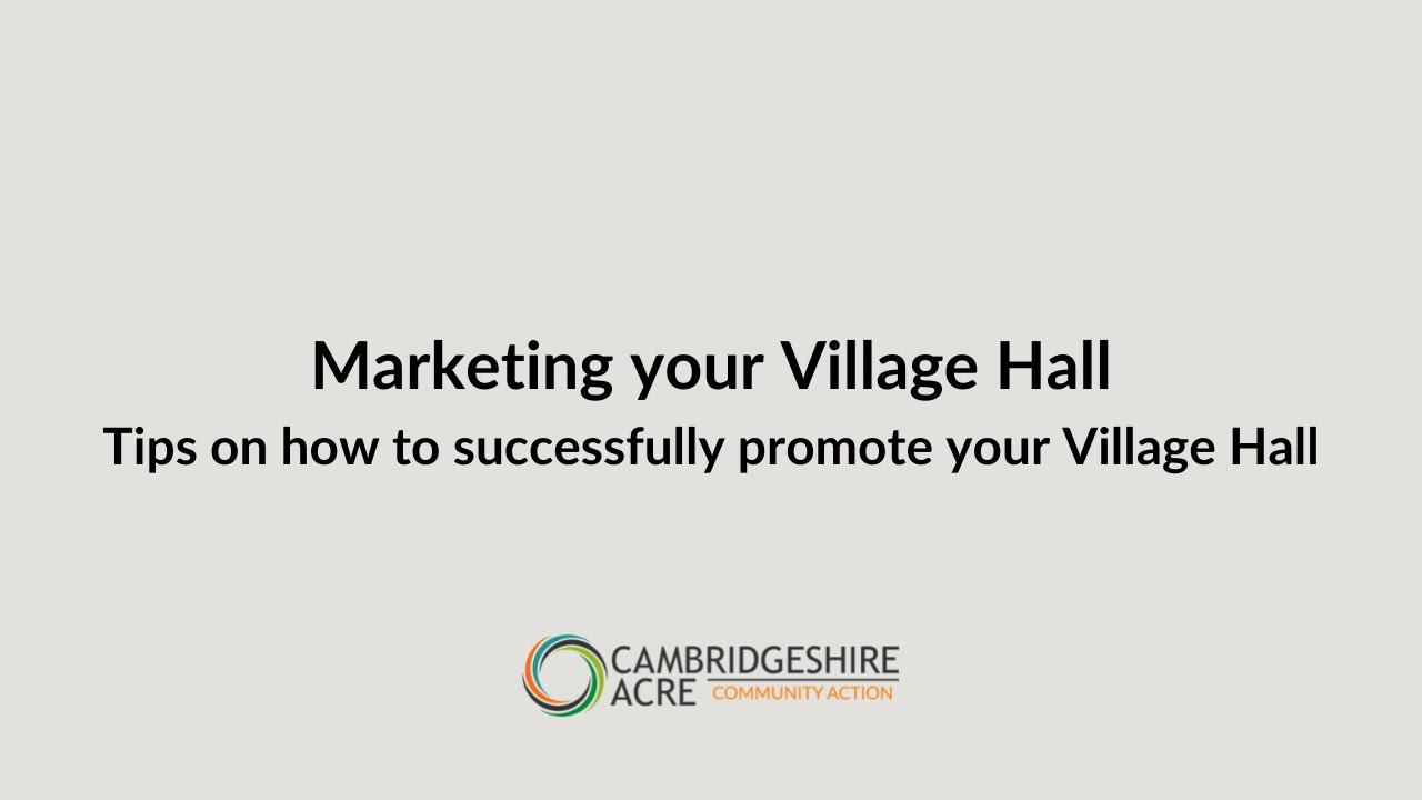 Marketing your Village Hall - YouTube