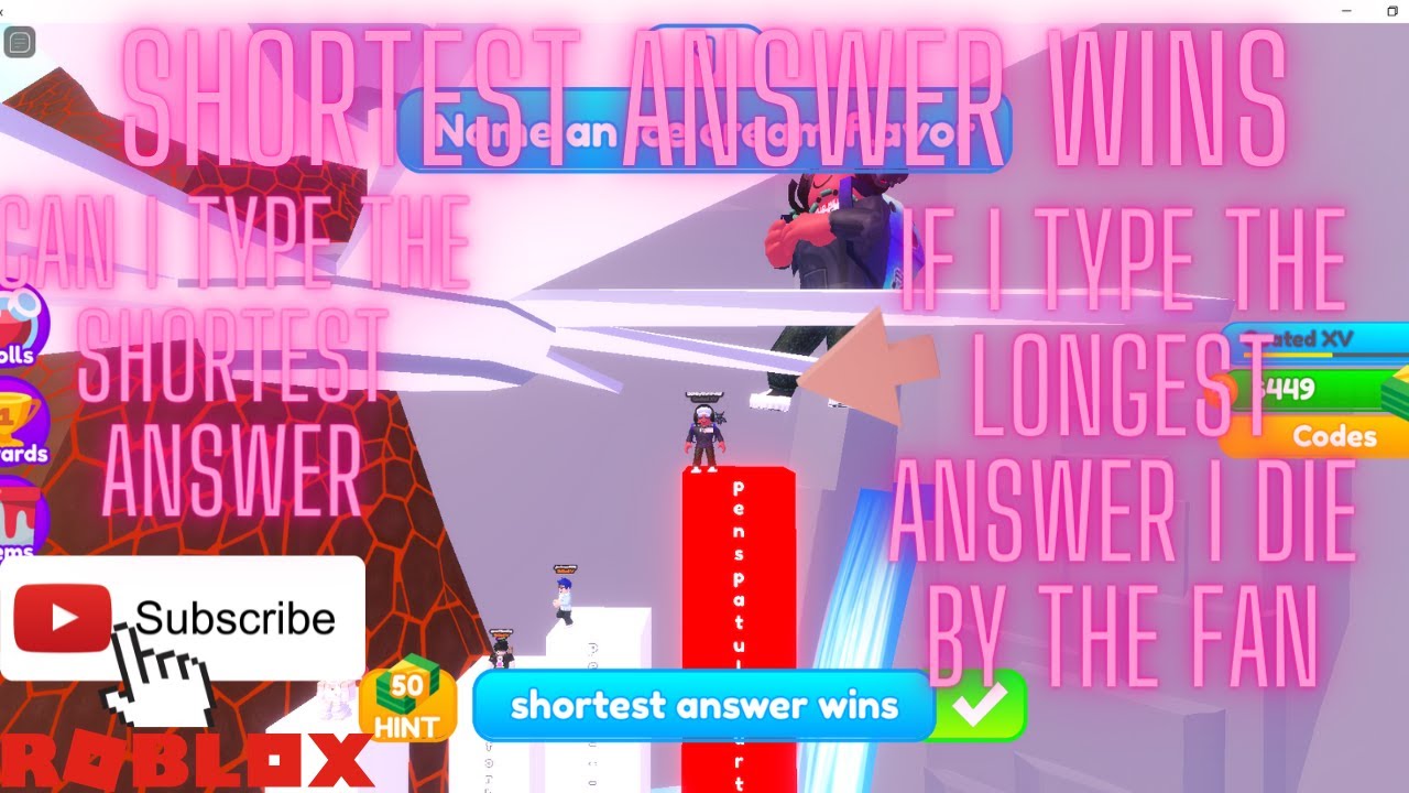 Can I type the shortest answer in shortest answer wins on Roblox - YouTube