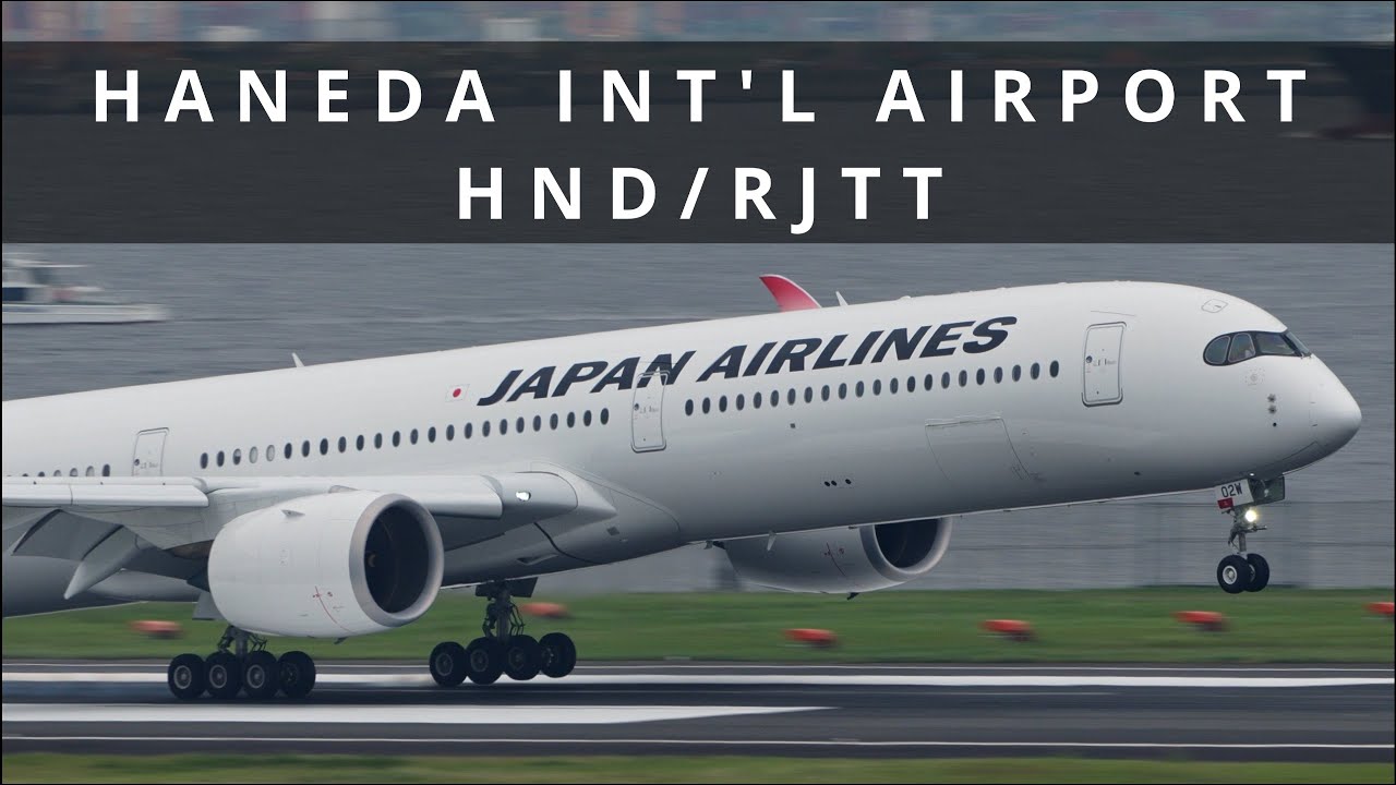 19 Airplane Landing and Takeoff Tokyo Haneda Int'l Airport Runway 16L ...