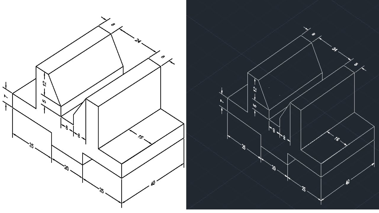 Isometric Drawing in Autocad Ex-1 in Hindi /Autocad Tutorial/2d Drawing ...