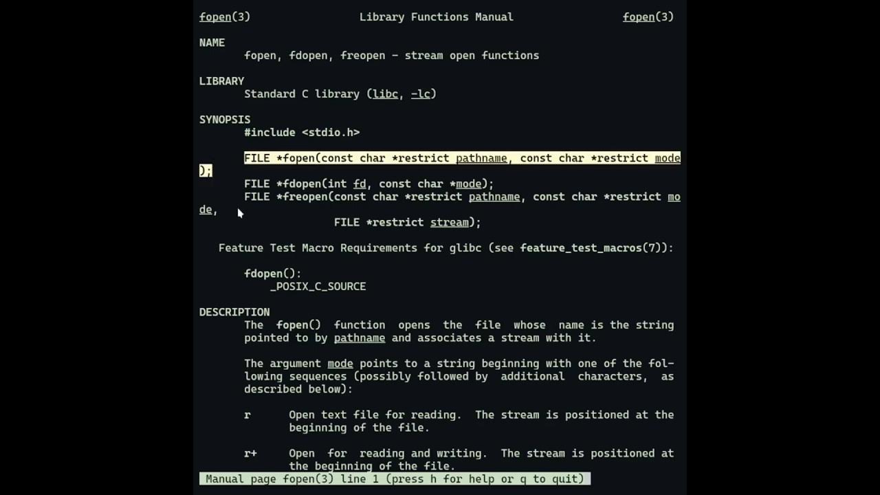 The 'fopen' C Function #cprogramming #programming #coding - YouTube