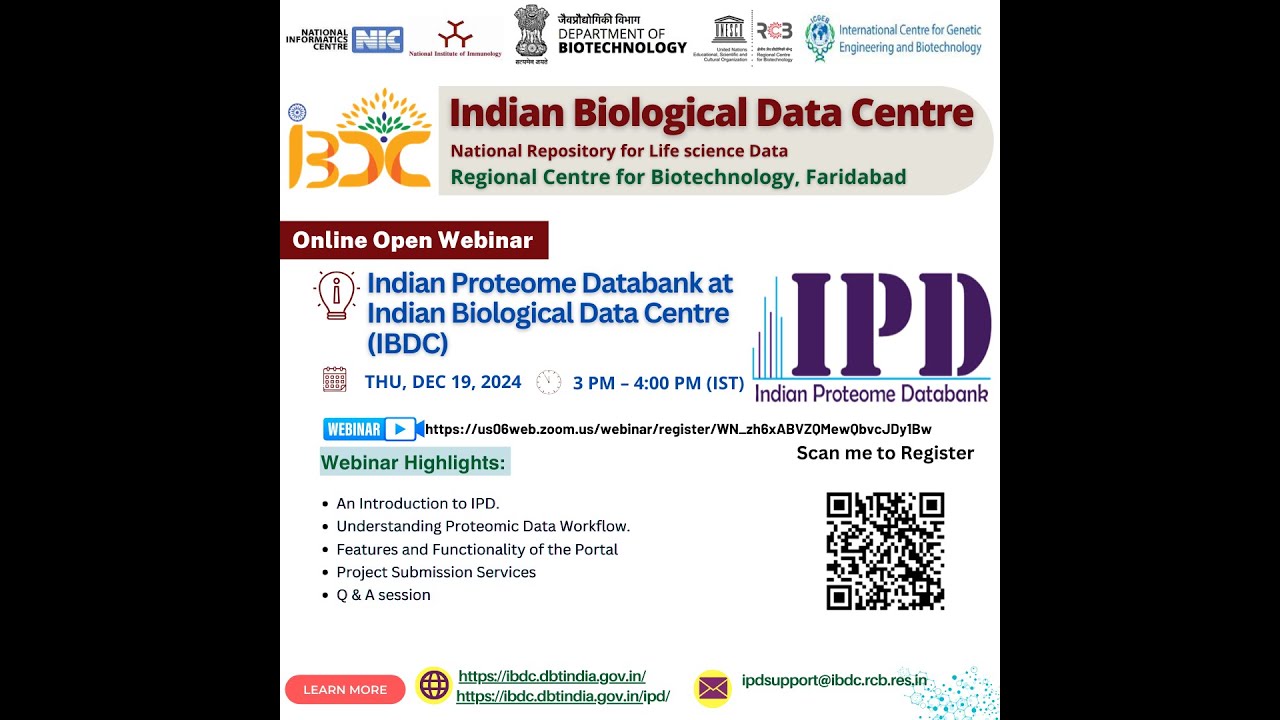 Open Webinar 6: Indian Proteome Databank at Indian Biological Data Centre (IBDC) - YouTube