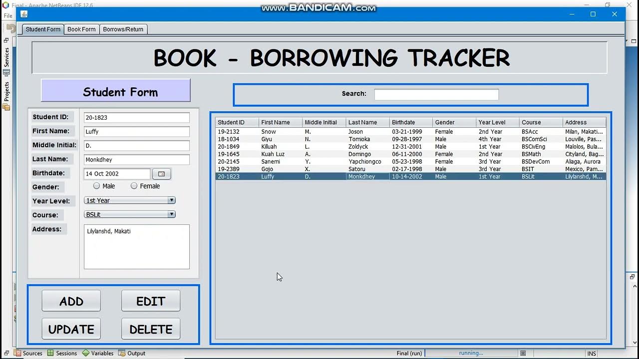 Book Borrowing System Using Java Netbeans - YouTube