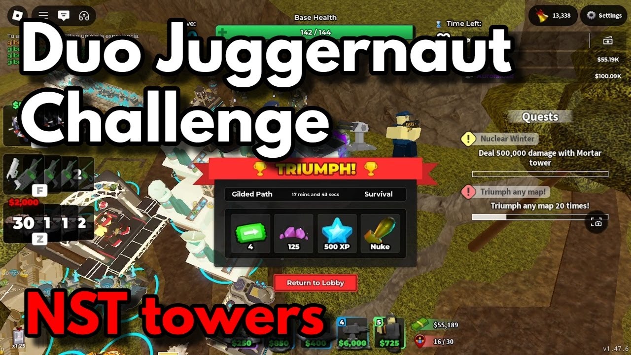 Duo Juggernaut Challenge with NST towers| ROBLOX Tower Defense ...