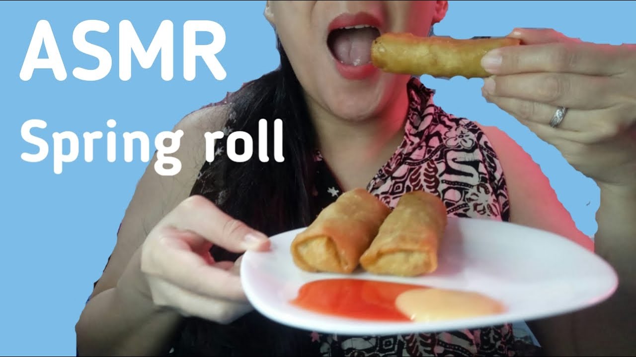 ASMR spring rolls crispy eating sound - YouTube