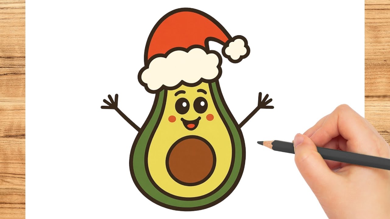 How to Draw a Christmas Avocado- Easy Drawing Tutorial for Kids and ...