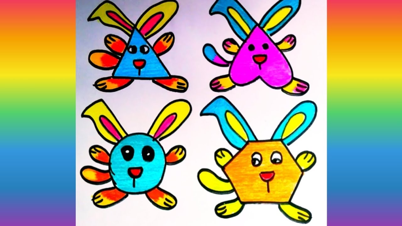 Easy rabbit or bunny using shapes - YouTube