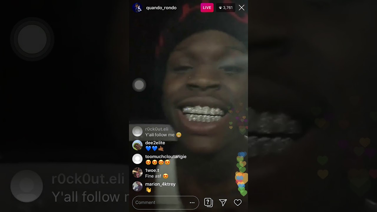 QUANDO RONDO on Instagram LIVE! Showing Off DIAMOND GRILL and more ...