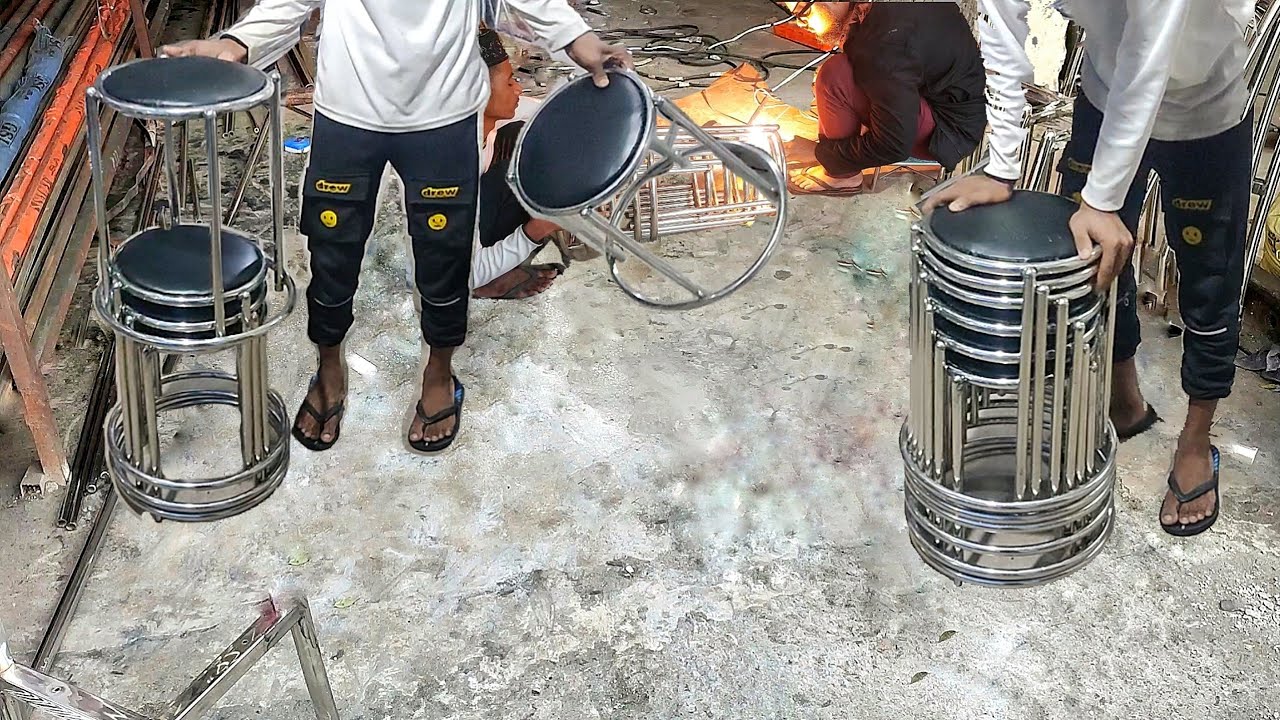 How to make folding stool-Steel fabrication work || stainless steel ...
