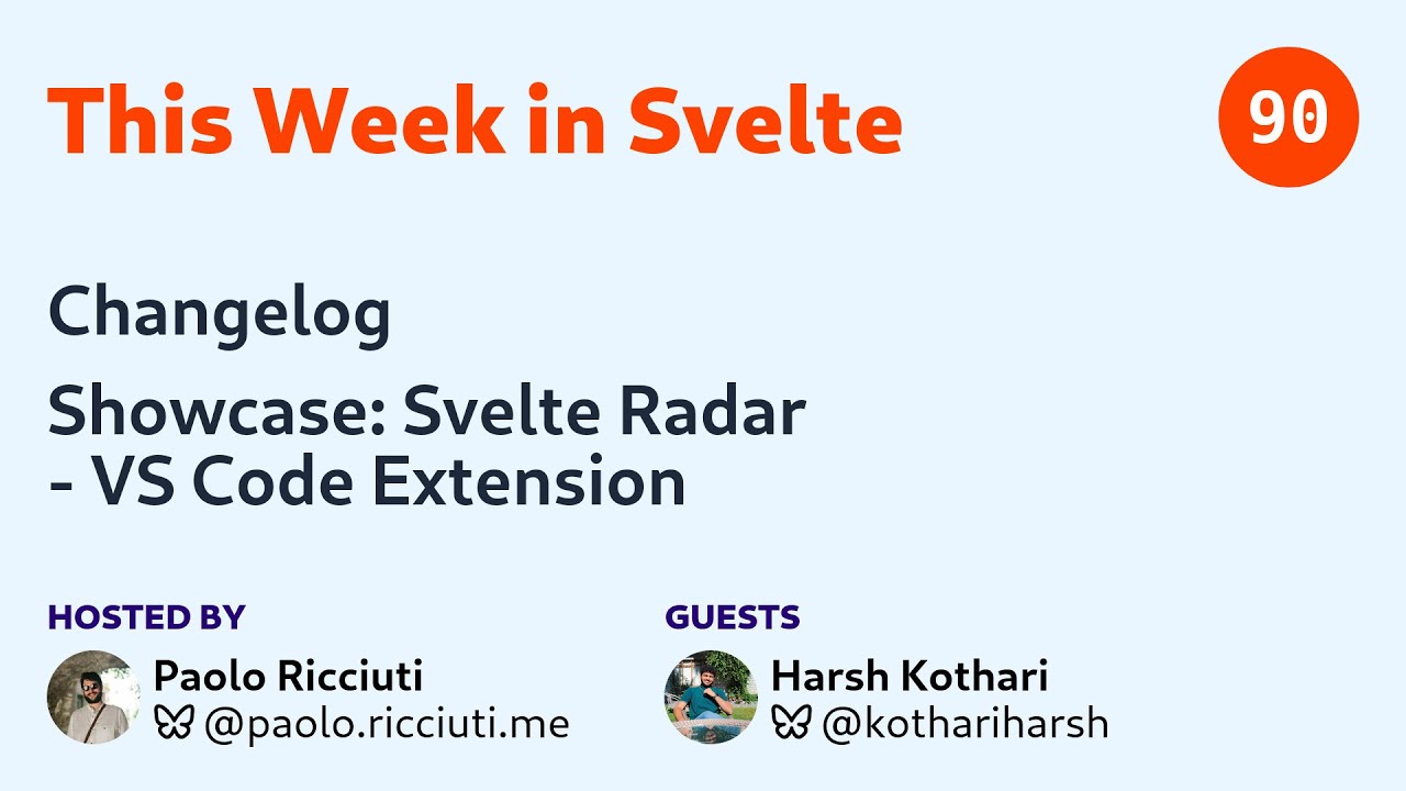 This Week in Svelte, Ep. 90 — Changelog, Svelte Radar VS Code Extension - YouTube