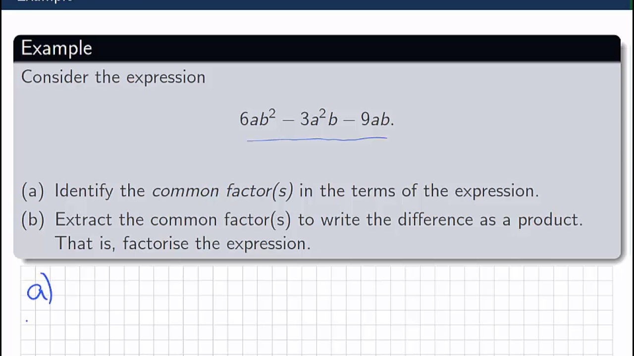 Factorising - Extracting common factors - YouTube
