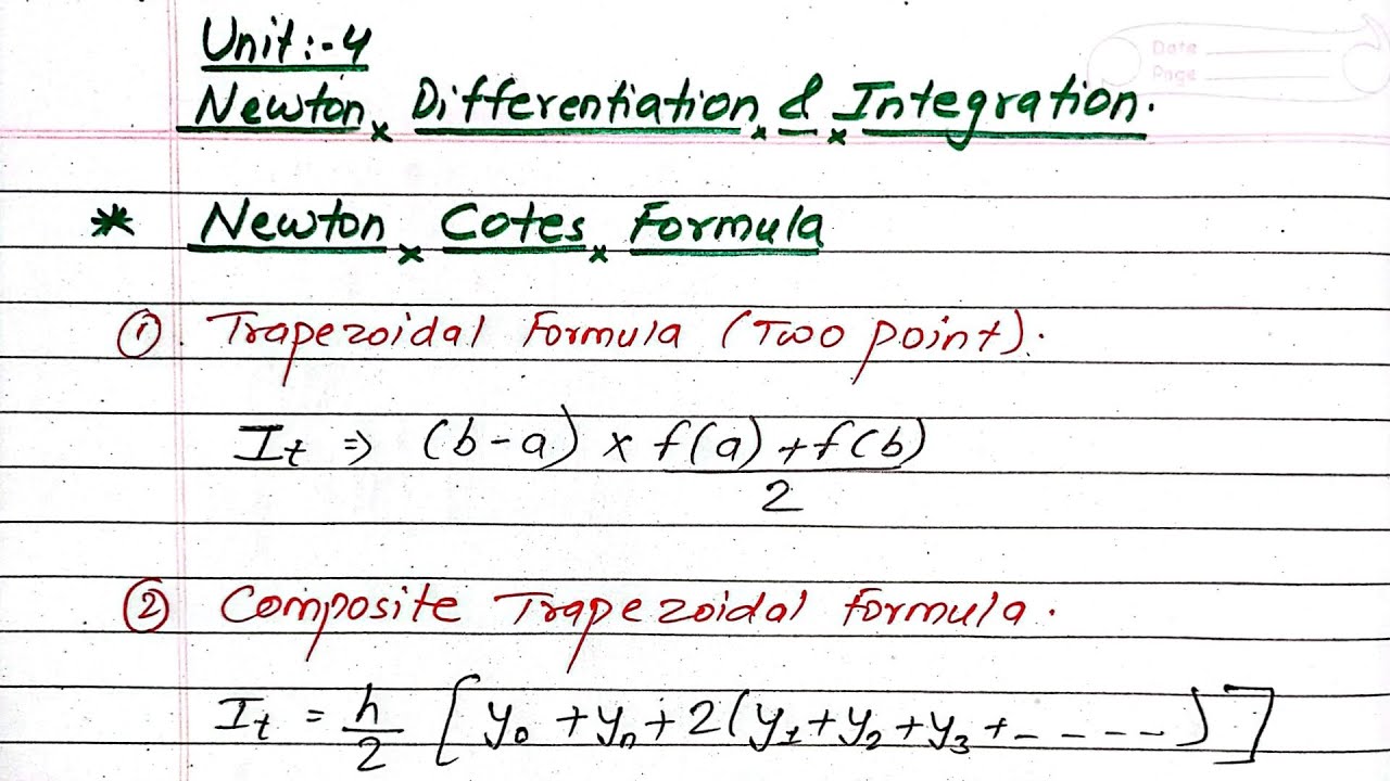 Unit4 Newton Differentiation And Integration Numerical Method Prashant Yt Formula Tupu