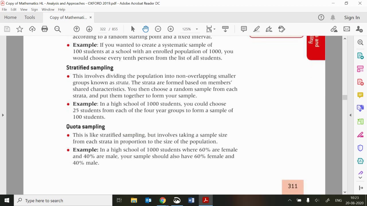 Ex5B: IB HL AA Maths, Oxford, Unit 5; five sampling methods; GTU - YouTube