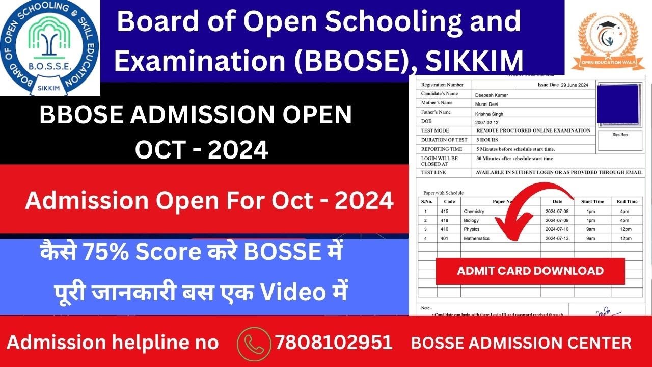 Board of Open Schooling and Skill Education | Admission Open For Oct ...