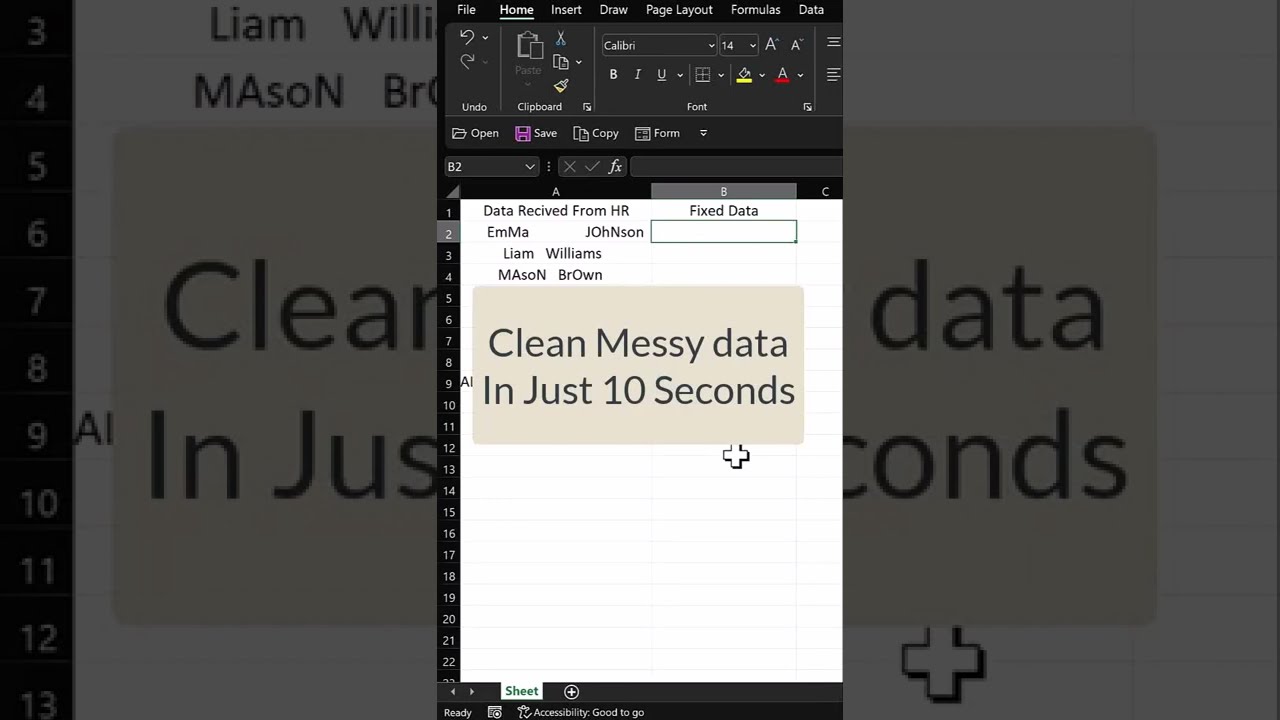 Clean Messy Data In Excel Trim And Proper Function shorts YouTube Clean Messy Data In Excel Trim And Proper Function shorts YouTube