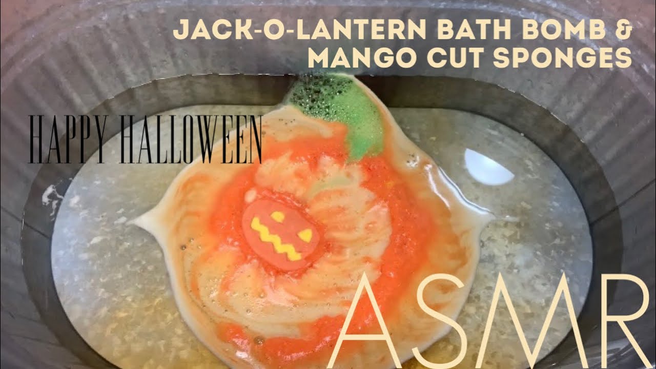 ASMR | Pumpkin 🎃 Bath Bomb & Grout Sponge Squeezing - YouTube