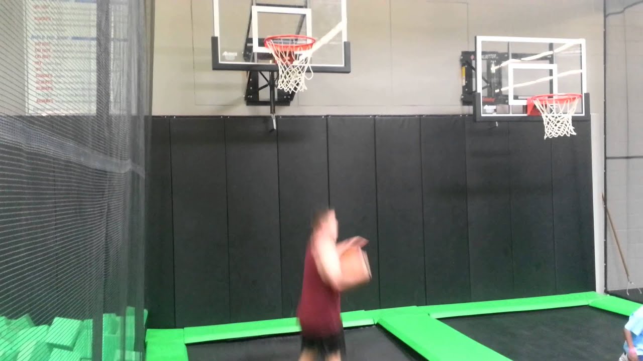 Flight Deck Trampoline Park's Basketball 360 Slam Dunks! - YouTube